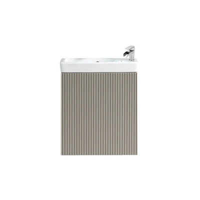 Fluted Mini Cloakroom Vanity Unit Basin Wall Mounted with Chrome Tap ...