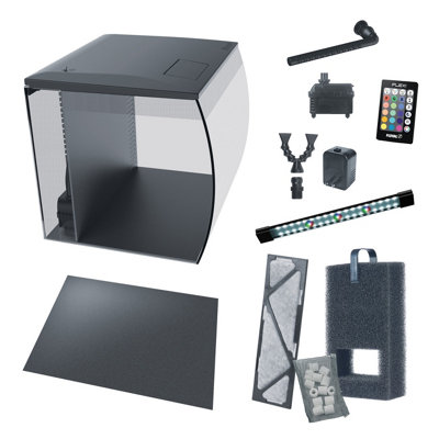 Fluval Flex Bowfront 2.0 LED Aquariums Nano Tank Black White 57L