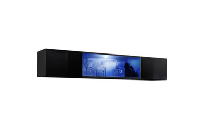 Fly 52 Black Display Cabinet 160cm - Contemporary LED Showcase with ...