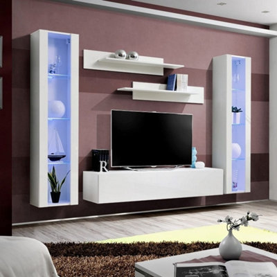Fly A2 White Entertainment Unit 260cm - Bright Modular Media System ...