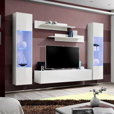 Fly A3 White Entertainment Unit 260cm - Stylish LED Media Centre for ...