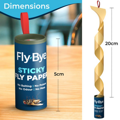 Fly-Bye 20x Fly Catcher Ribbons - Fly Paper and Fruit Fly Trap - Sticky ...
