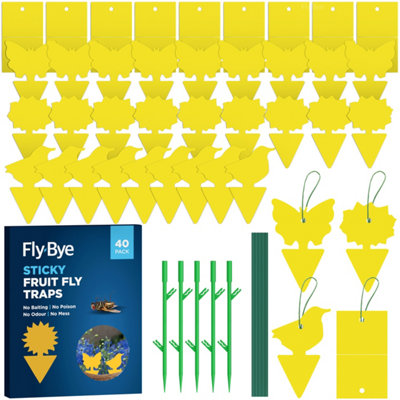 Fly-Bye 40x Sticky Fruit Fly Traps - Fruit Fly Papers Indoor - Fungus ...