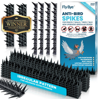 Fly-Bye Anti Bird Spikes - 18m Coverage with 7500 Spikes 3 Pack ...