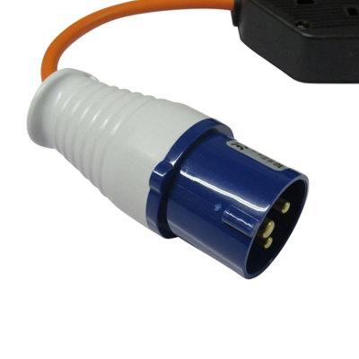Fly Lead Converter 16A to Double 13A Sockets (240V Dual 2 Gang Camp ...