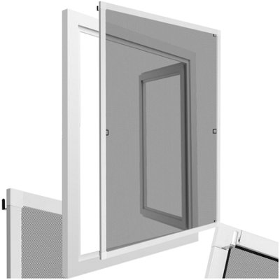 Fly Screen - for window frame, individually adjustable 100 x 120 cm - white