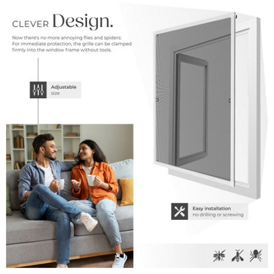 Fly Screen - for window frame, individually adjustable 100 x 120 cm - white