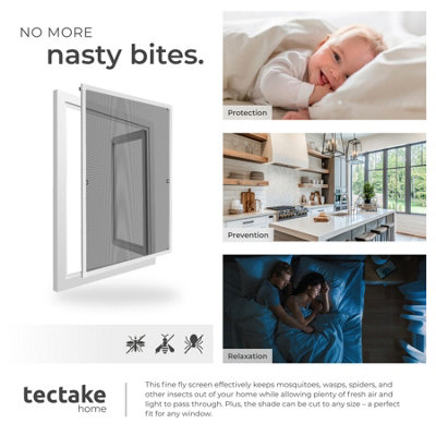 Fly Screen - for window frame, individually adjustable 100 x 120 cm - white