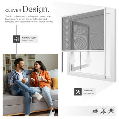 Fly Screen Roller Blind 130 x 160 cm - white