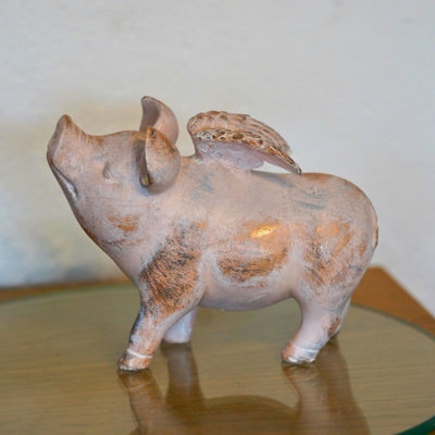 Flying Pig Resin Statue Farmyard Piglet Home Outdoor Ornament ...