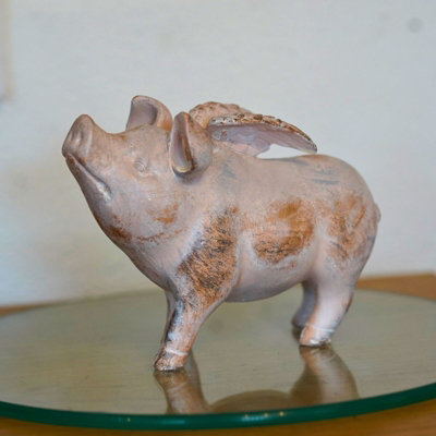 Flying Pig Resin Statue Farmyard Piglet Home Outdoor Ornament ...