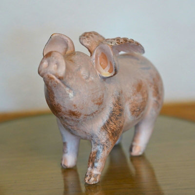 Flying Pig Resin Statue Farmyard Piglet Home Outdoor Ornament ...