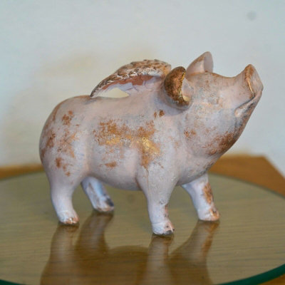 Flying Pig Resin Statue Farmyard Piglet Home Outdoor Ornament ...