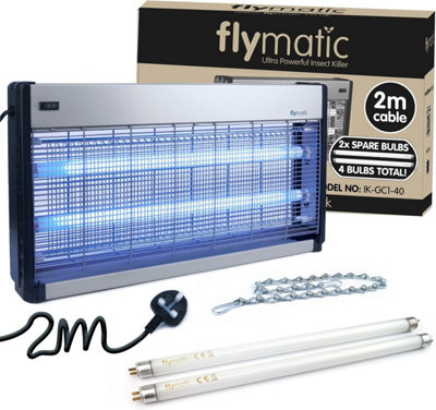 Flymatic UV Electric Fly Killer with 2 Spare Bulbs 40w