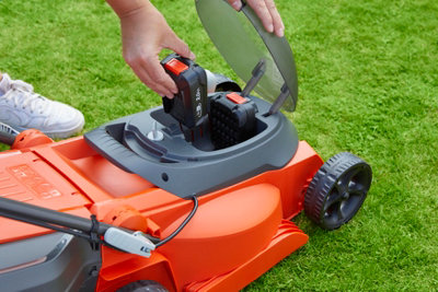 Flymo 36V EasiStore 380R Cordless Lawnmower 38cm Twin Grass Trimmer 3x ...