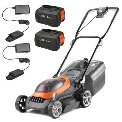 Flymo 36V UltraStore 340R Cordless Lawnmower Mower 34cm Twin 18v Bosch ...