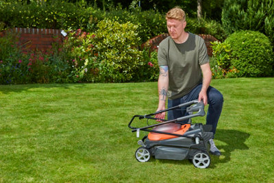 Flymo 36V UltraStore 380R Cordless Lawnmower 38cm Twin 18v & Grass ...