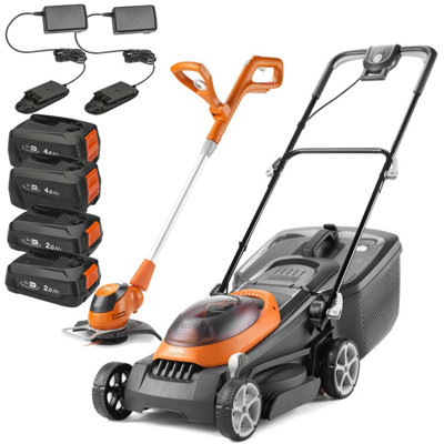 Flymo 36V UltraStore 380R Cordless Lawnmower 38cm Twin Grass Trimmer ...