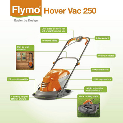 Flymo hover vac 250 electric hover collect lawnmower store