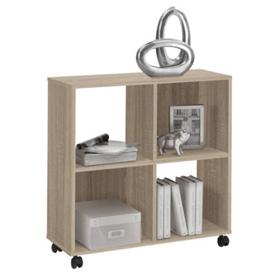 FMD Shelf on Swivel Wheels with 4 Compartments Oak Tree | DIY at B&Q