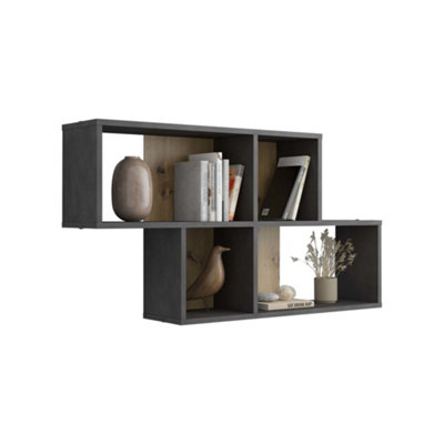 FMD Wall-mounted Shelf with 4 Compartments Matera Artisan Oak | DIY at B&Q