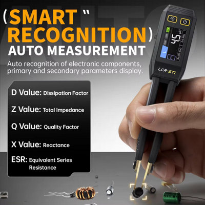FNIRSI LCR-ST1 Digital Bridge Meter LCR Meter Tweezer Ohm Capacitance ...