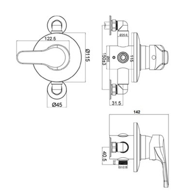 FNX Bathrooms Chrome Single Lever Shower Mixer Valve - Adjustable 135 ...