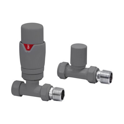FNX Bathrooms RAL 7012 Grey Straight Thermostatic Radiator Valve (TRV ...