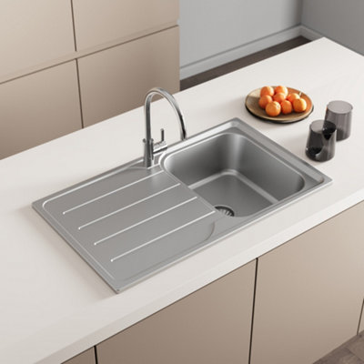 FNX Stainless Steel 1.0 Single Bowl Inset Kitchen Sink with Left-Hand ...