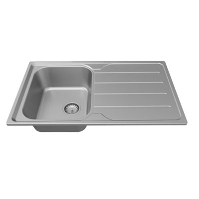 FNX STAINLESS STEEL 1.0 SINGLE BOWL INSET KITCHEN SINK WITH LEFT-HAND ...