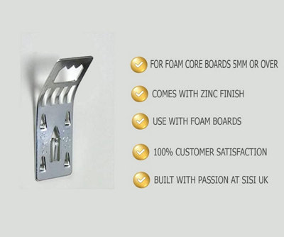 Foam Board Hangers Pack of 50 Zinc Plated Metal Press In Clips for ...