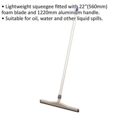Foam Floor Squeegee with Aluminium Handle - 22 Inch Foam Blade - Liquid Mop