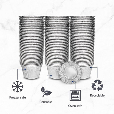 Foil Pie Cases 50 Pack Reusable Aluminium Cupcake Cases for Airfryer ...