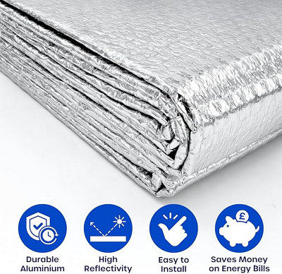 Foil Sun Blocker Roll 5m x 60cm - Sun Heat Barrier for Windows, Roofs ...