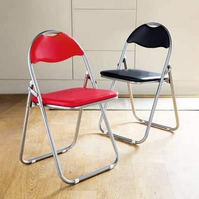Fold Away Chair - Pack of 2, Faux Leather Seats, Compact & Lightweight ...