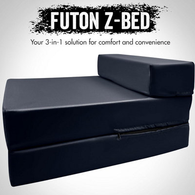 Fold Out Single Z Bed Futon Sofa Chair Mattress - Navy