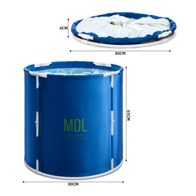 Foldable and Installation-free Adult Round Barrel Navy Blue Soaking Bathtub