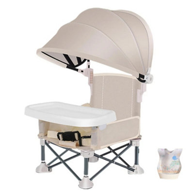 Foldable Baby Travel Seat Booster Baby Camping Chair w/ Removable Tray ...