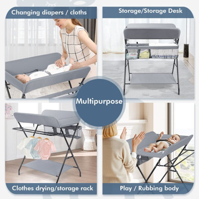 Foldable Changing Table, Clothes Storage Station