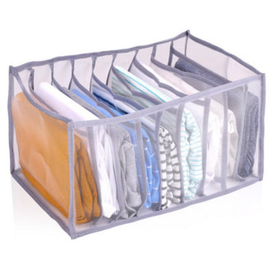 Foldable Mesh Wardrobe Clothes Organiser 36x25x20cm with 9 Compartments ...