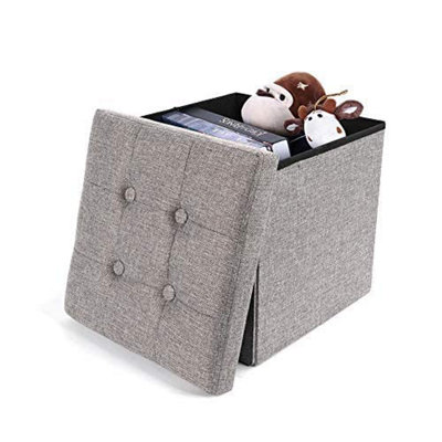 Foldable Ottoman Storage Box Footstool Grey - 38cm x 38cm