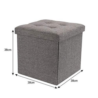 Foldable Ottoman Storage Box Footstool Grey - 38cm x 38cm