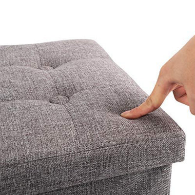 Foldable Ottoman Storage Box Footstool Grey - 38cm x 38cm