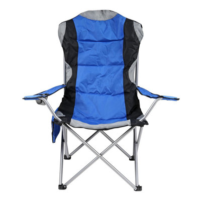 FOLDABLE PADDED CAMPING CHAIR WITH DRINK HOLDER AND MAGAZINE POCKET ...