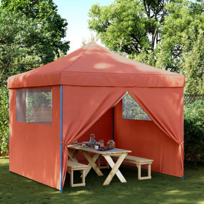 Foldable Party Tent Garden Gazebo Canopy Pop-Up with 4 Sidewalls Terracotta