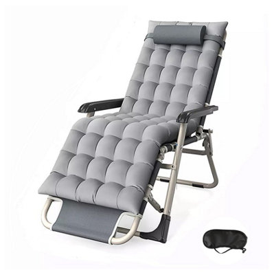 Foldable Reclining Garden Sun Lounger Chair with Cushion - Adjustable ...