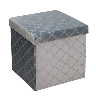 Foldable Velvet Lattice Trellis Storage Box Ottoman Cube 38cmX38cm for ...