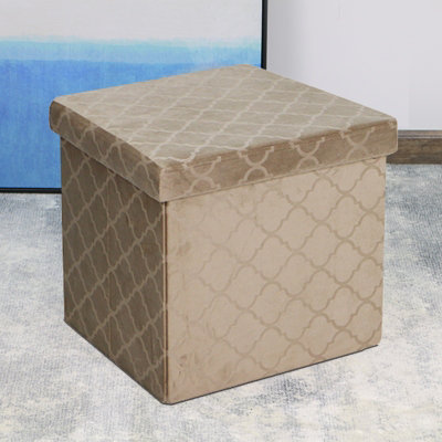 Foldable Velvet Lattice Trellis Storage Box Ottoman Cube 38cmX38cm for ...