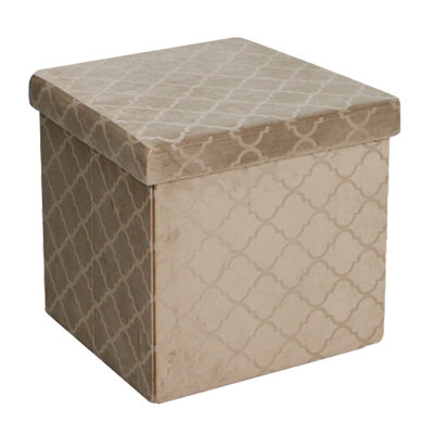 Foldable Velvet Lattice Trellis Storage Box Ottoman Cube 38cmX38cm for ...