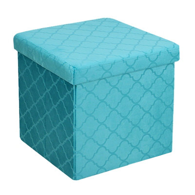 Foldable Velvet Lattice Trellis Storage Box Ottoman Cube 38cmX38cm for ...